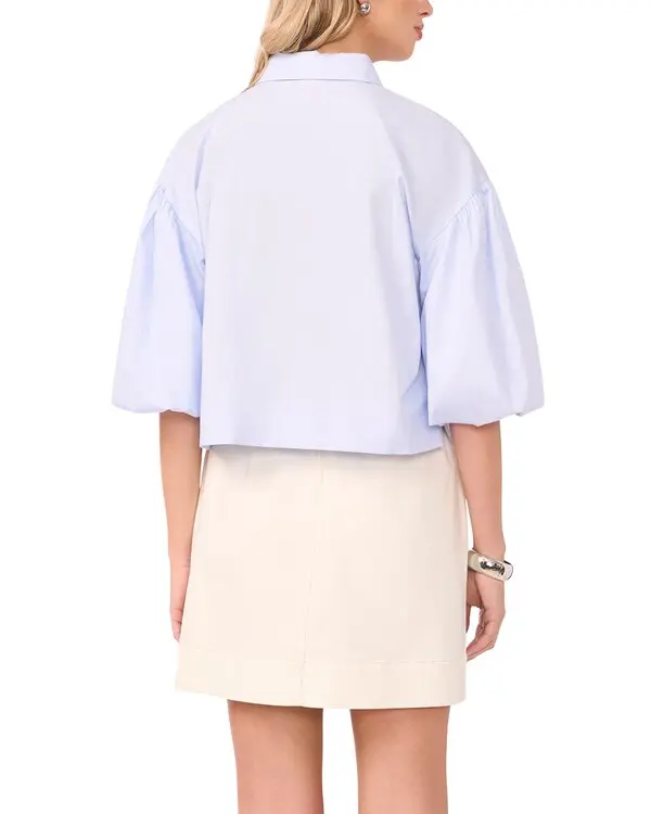 Vince Camuto Puff Sleeve Cotton Button-up Top