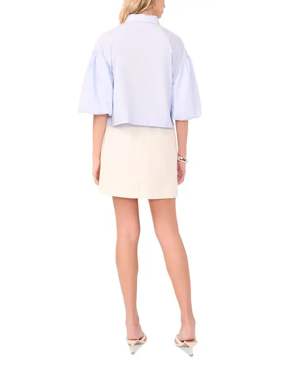 Vince Camuto Puff Sleeve Cotton Button-up Top