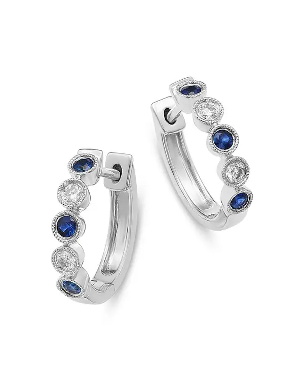 Bloomingdale'S Sapphire And Diamond Huggie Hoop Earrings - White