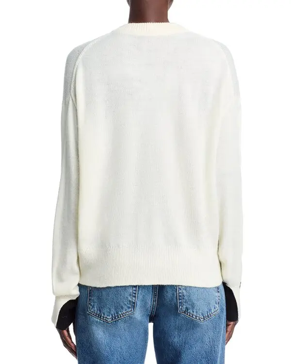 Elan J'taime Embroidered Crewneck Sweater - White