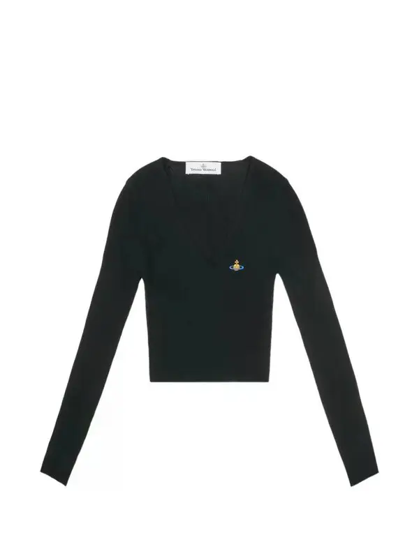 VIVIENNE WESTWOOD Logo-embroidered V-neck Sweater