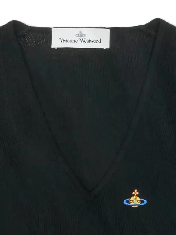 VIVIENNE WESTWOOD Logo-embroidered V-neck Sweater