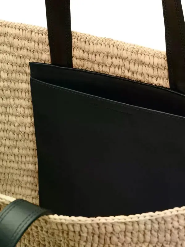AMI Paris Raffia Tote Bag With De Coeur Patch