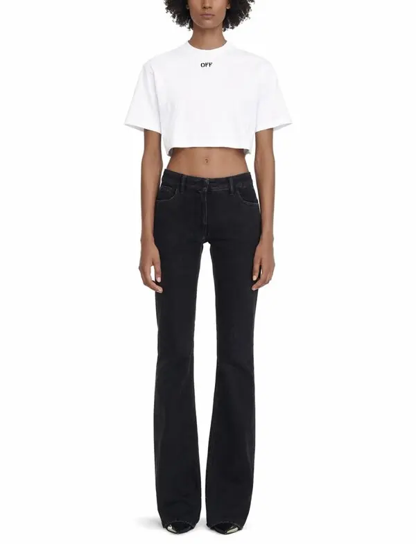 Off-White Cropped T-shirt With Logo - White