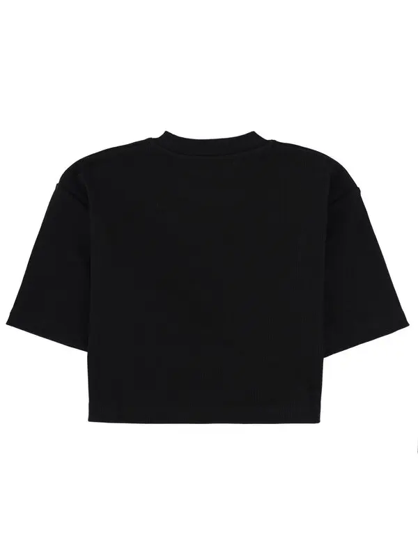 Off-White Cropped T-shirt With Logo - Black