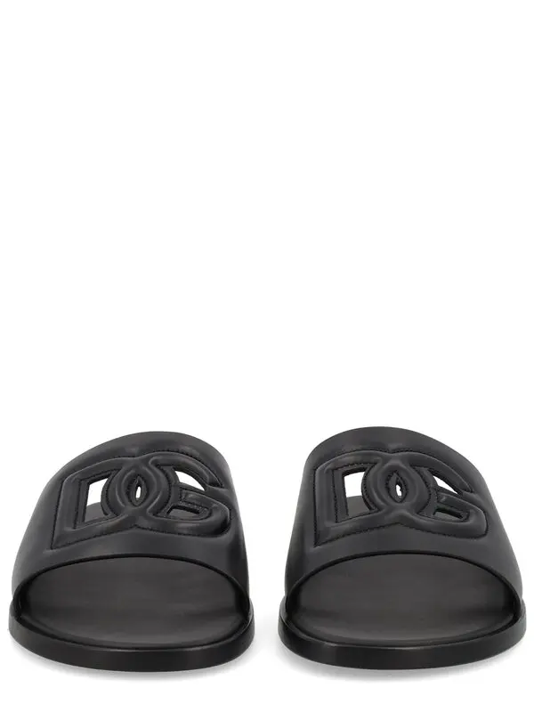 Dolce & Gabbana Leather Slide With Logo