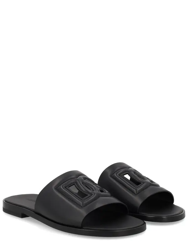 Dolce & Gabbana Leather Slide With Logo