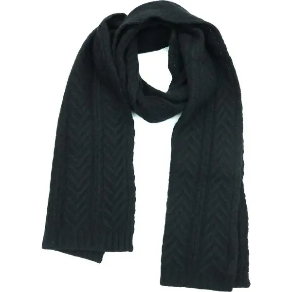 Portolano Cashmere Scarf In Fancy Stitch - Black