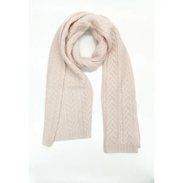 Portolano Cashmere Scarf In Fancy Stitch - Mallow