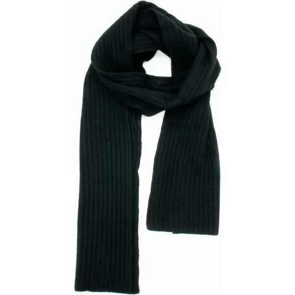 Portolano Cashmere Ribbed Scarf - Black