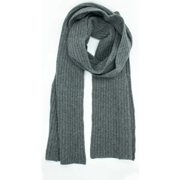 Portolano Cashmere Ribbed Scarf - Medium Grey