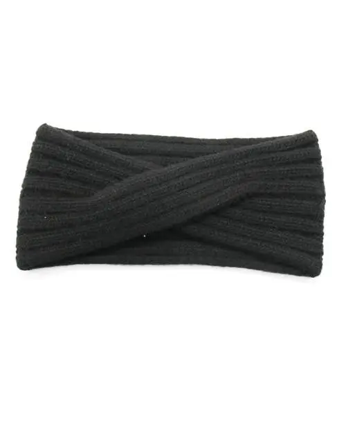 Portolano Cashmere Ribbed Headband - Black