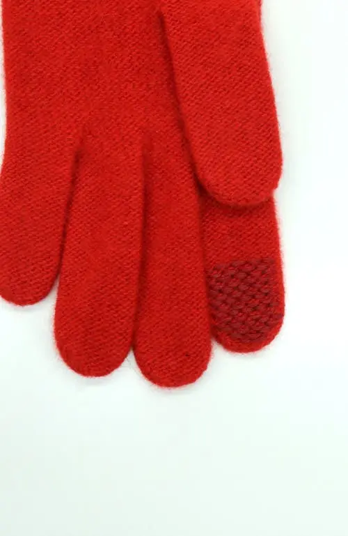 Portolano Cashmere Tech Gloves - Fire Red