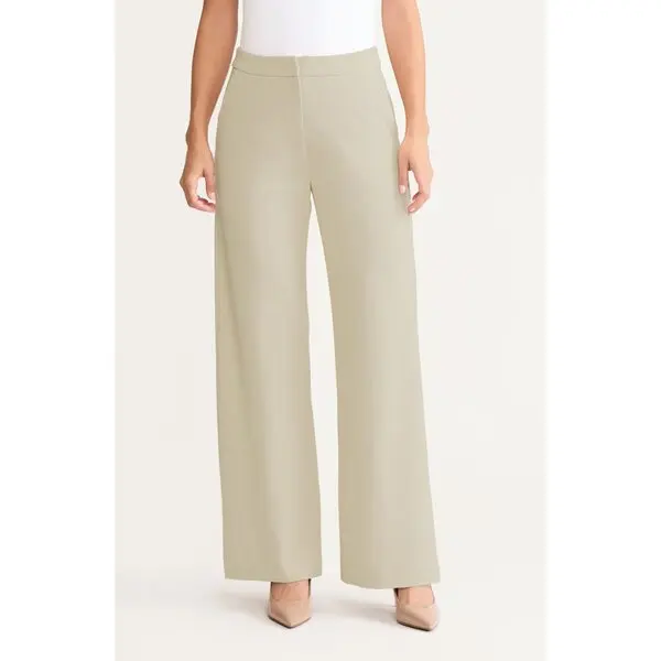 Misook Naomi Wide Leg Luxestretch Ponte Pant - Biscotti