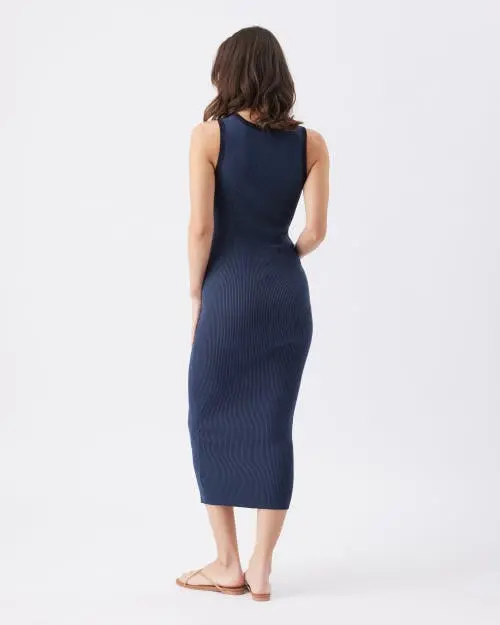 RIPE MATERNITY Noa Rib Knit Nursing Midi Dress - Indigo/navy