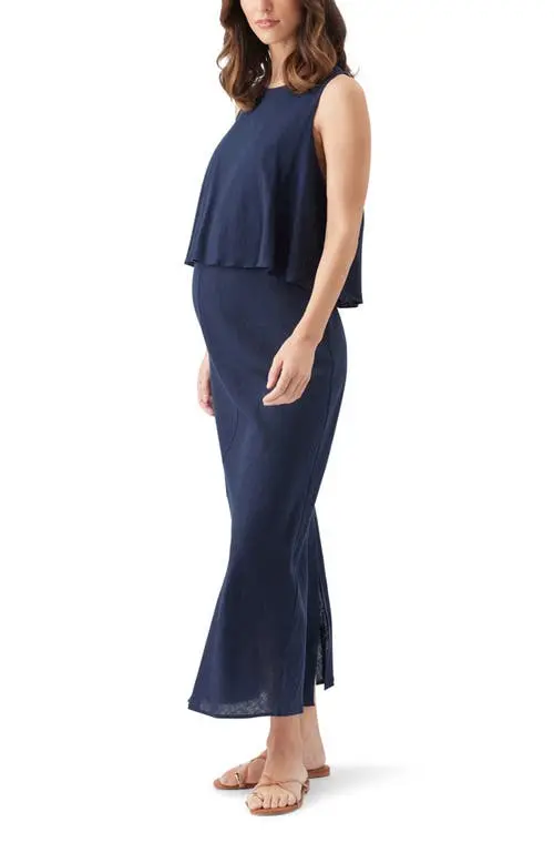 RIPE MATERNITY Lena Linen Nursing Midi Dress