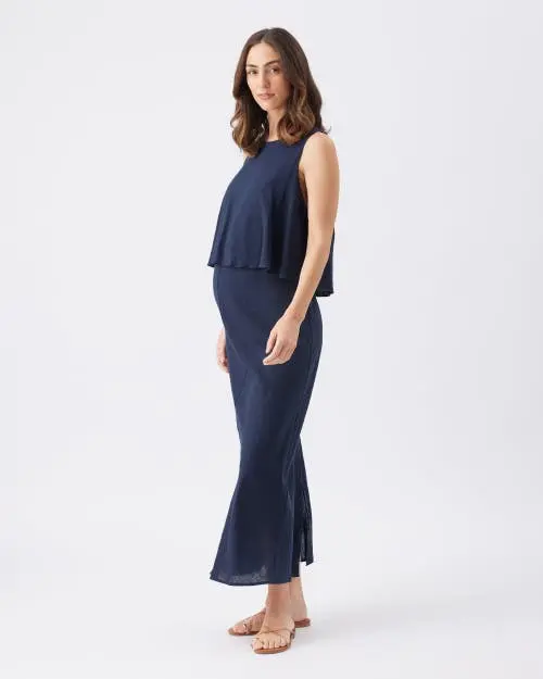 RIPE MATERNITY Lena Linen Nursing Midi Dress