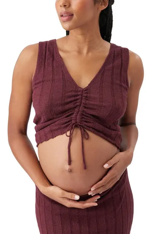 RIPE MATERNITY Misha Rib Knit Tank With Adjustable Front Tie - Maroon
