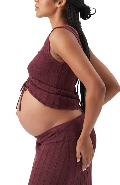 RIPE MATERNITY Misha Rib Knit Tank With Adjustable Front Tie - Maroon