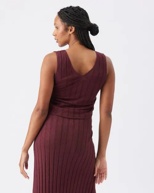 RIPE MATERNITY Misha Rib Knit Tank With Adjustable Front Tie - Maroon