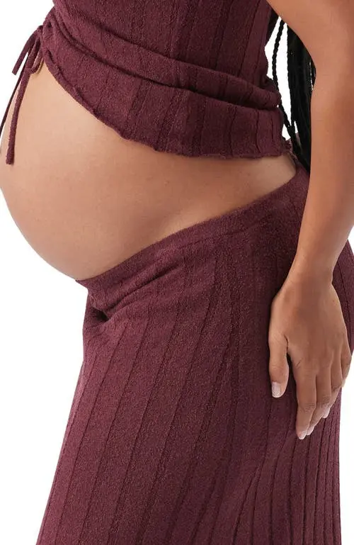 RIPE MATERNITY Rib Knit Maternity Skirt - Maroon