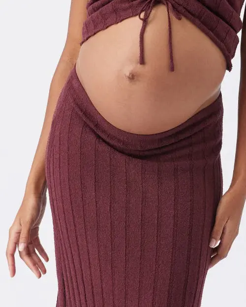 RIPE MATERNITY Rib Knit Maternity Skirt - Maroon