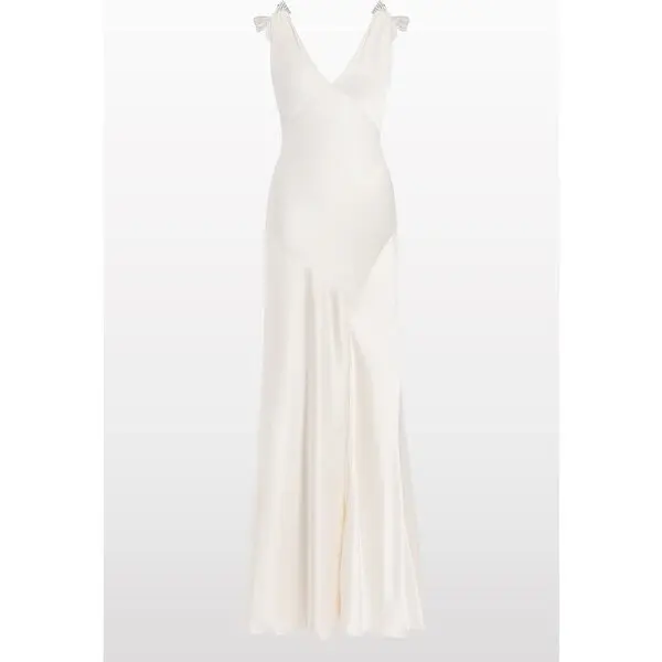 Jenny Packham Collette Beaded Bow-detail Maxi Dress - Ivory