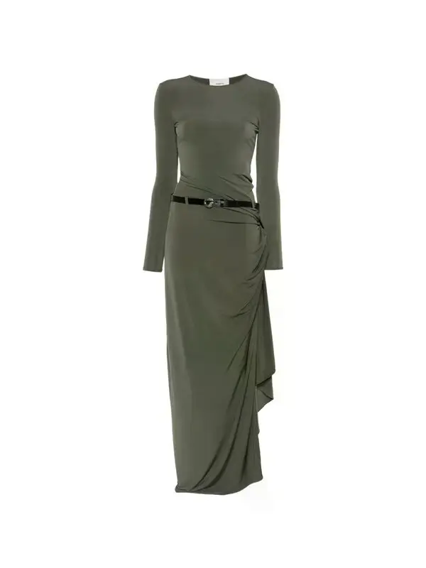 Coperni Long-sleeve Draped Maxi Dress - Green