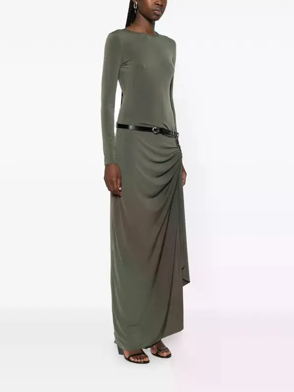 Coperni Long-sleeve Draped Maxi Dress - Green