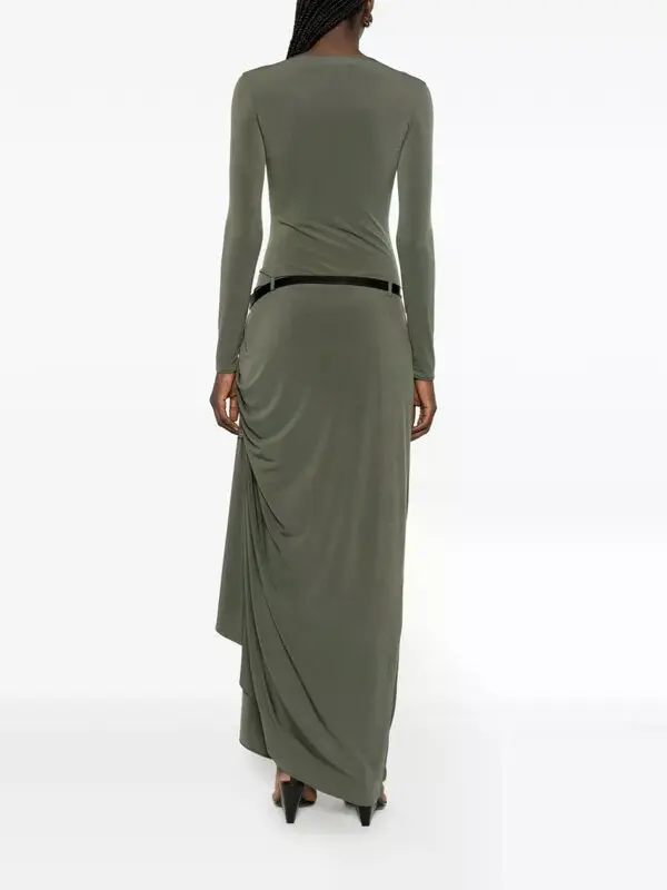 Coperni Long-sleeve Draped Maxi Dress - Green