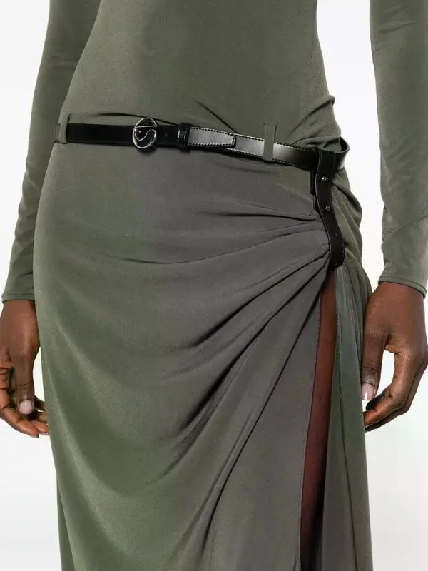 Coperni Long-sleeve Draped Maxi Dress - Green