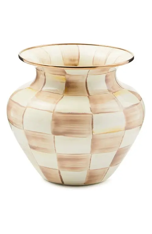MACKENZIE-CHILDS Check Large Enameled Steel Vase - Mocha