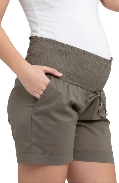 RIPE MATERNITY Philly Cotton Maternity Shorts - Moss