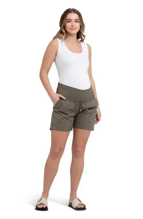 RIPE MATERNITY Philly Cotton Maternity Shorts - Moss