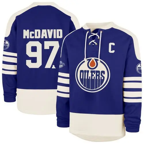 '47 Connor Mcdavid Edmonton Oilers Sweep Check Eternal Lacer Sweatshirt - Royal