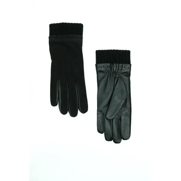 Portolano Suede And Nappa Leather Gloves - Black