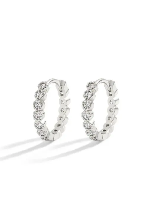 MINT & LILY Shimmer Huggie Hoop Earrings - Silver