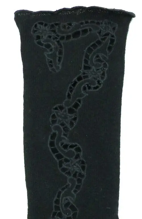 Portolano Cashmere Embroidered Gloves - Black