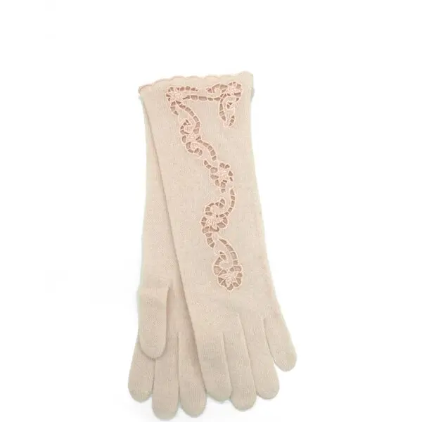 Portolano Cashmere Embroidered Gloves - Mallow