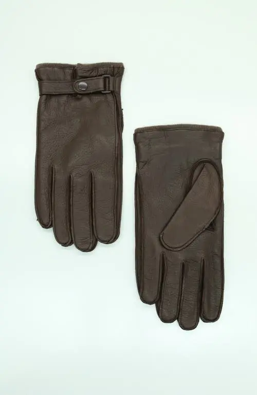 Portolano Deerskin Leather Gloves With Cashmere Lining - Brown/nile Brown