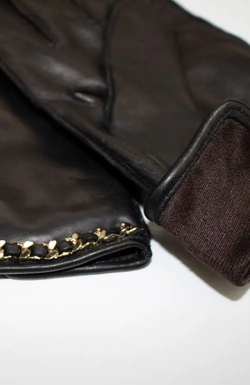 Portolano Leather Gloves With Chain Detail