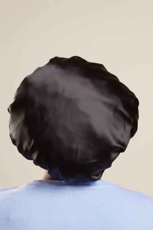 HELLO UPDO 100% Mulberry Silk Double-lined Hair Bonnet - Black