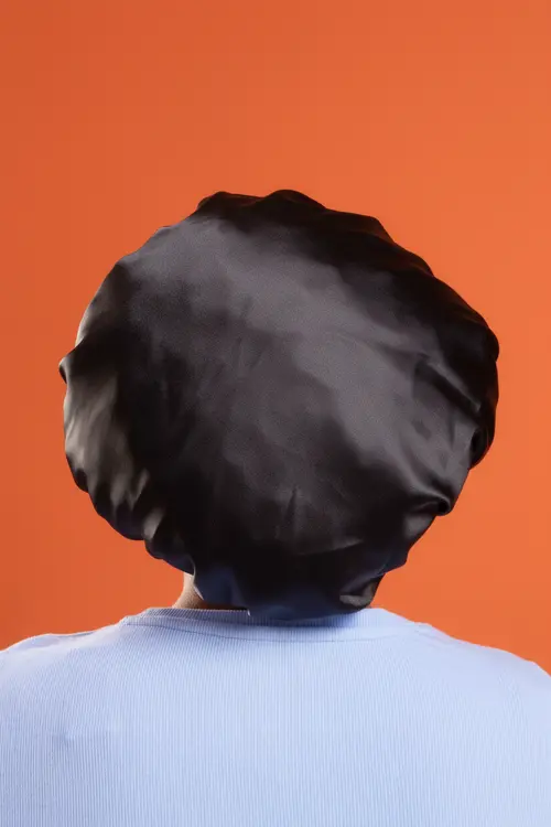 HELLO UPDO 100% Mulberry Silk Double-lined Hair Bonnet - Black