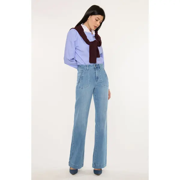 KANCAN Prima High Rise Flare Jeans - Medium Dark