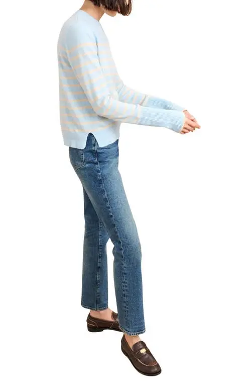 LA LIGNE Lean Lines Striped Cashmere Sweater - Periwinkle/beige