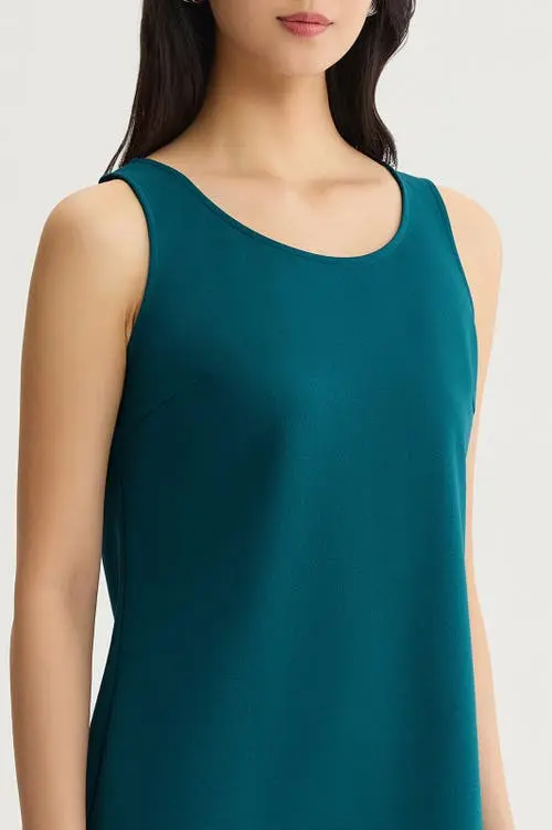 Ming Wang Stretch Deco Crepe Scoop Neck Tank - Deep Teal