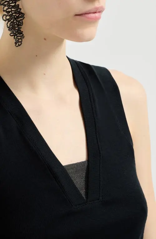 Brunello Cucinelli Ribbed Jersey Top - Black