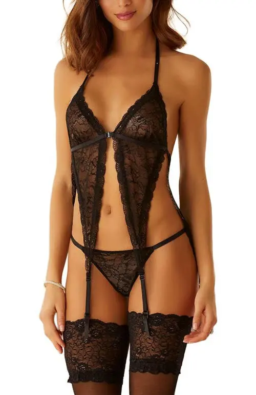 LASCANA Sheer Lace Lingerie Set - Black