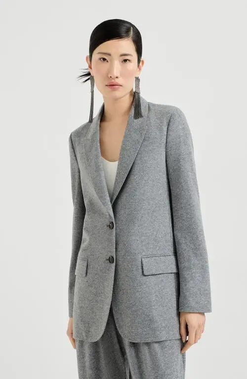 Brunello Cucinelli Deconstructed Cashmere Jersey Blazer - Grey