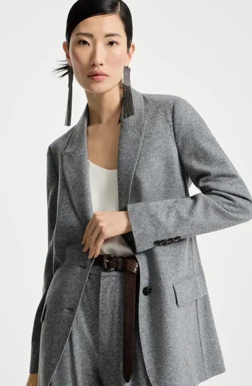 Brunello Cucinelli Deconstructed Cashmere Jersey Blazer - Grey